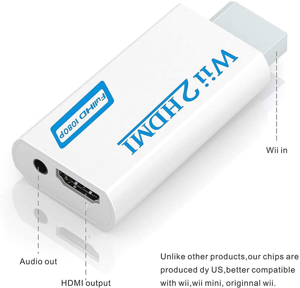 Wii to HDMI Converter,Output Video Audio Adapter HDMI Converter 1080P,Wii HDMI Adapter with 3,5mm Audio Jack&HDMI Output Compatible with Wii,Wii U,HDTV,Supports All Wii Display Modes 720P