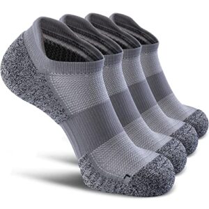 sitoisbe no show sports compression running socks for men women circulation 4-pairs, low cut cushioned socks moisture wicking arch support for planter faciatis golf exercise, gray, large