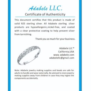 Adabele 1pc Real 925 Sterling Silver Diamond-Cut Bismark Link Bracelet 7.5 Inch Chain Italian Tarnish Resistant White Gold Rhodium Plated Women Jewelry SB-26C