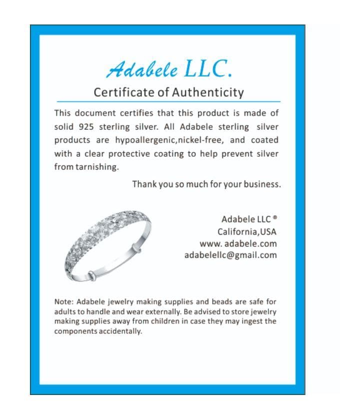 Adabele 1pc Real 925 Sterling Silver Diamond-Cut Bismark Link Bracelet 7.5 Inch Chain Italian Tarnish Resistant White Gold Rhodium Plated Women Jewelry SB-26C