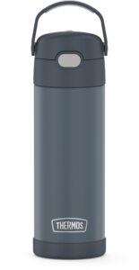 thermos funtainer 16 ounce stainless steel vacuum insulated bottle with wide spout lid, stone slate