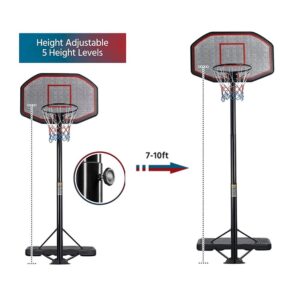 Yaheetech Portable Basketball Hoop,7 to 10 FT Adjustable Height Basketball Stand System for Youth Adult Indoor Outdoors w/Wheels & 43 Inch Backboard