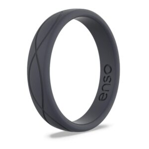 enso rings women’s infinity silicone wedding ring – hypoallergenic wedding band for ladies – comfortable band for active lifestyle – 4.5mm wide, 1.5mm thick, slate 5