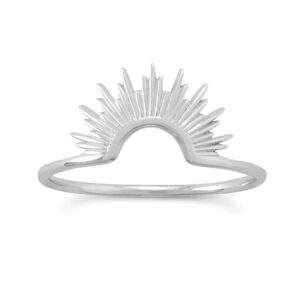 ivy & bauble sterling silver sunburst rings | stackable or pairable cocktail ring for women, size 8