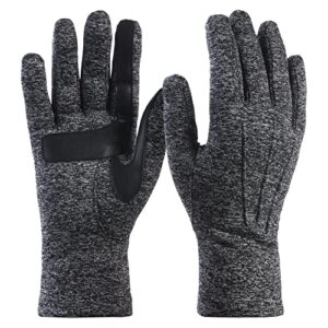 isotoner womens womenâ€™s spandex cold weather stretch with warm fleece lining gloves, black heather, one size us