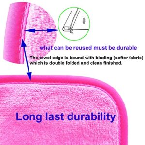 Makeup Remover Towel (6 Pack), Reusable Microfiber Makeup Remover Cloth Removing All Makeup with Just Water 12" X 6" - Pink/Blue/Black