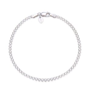 adabele 1pc real 925 sterling silver diamond-cut bismark link bracelet 7.5 inch chain italian tarnish resistant white gold rhodium plated women jewelry sb-26c