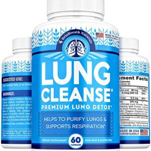 Lung Support Supplement - Natural Capsules for Lung Cleanse and Detox - Made in USA - Respiratory System; Mucus Clear - Vegan Supplement for Lung Detox; Respiratory Support - 60 Capsules