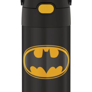 THERMOS FUNTAINER Water Bottle with Straw - 12 Ounce, Batman - Kids Stainless Steel Vacuum Insulated Water Bottle with Lid