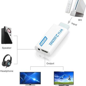 Wii to HDMI Converter,Output Video Audio Adapter HDMI Converter 1080P,Wii HDMI Adapter with 3,5mm Audio Jack&HDMI Output Compatible with Wii,Wii U,HDTV,Supports All Wii Display Modes 720P