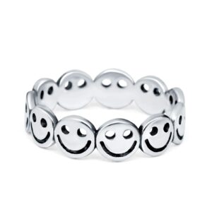 blue apple co. sterling silver size-7 celtic smiley face plain oxidized band statement fashion thumb ring 925 sterling silver