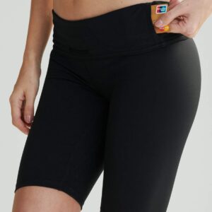 ZUTY 10"/ 5" Biker Shorts Women High Waisted with 2 Hidden Pockets Workout Athletic Compression Yoga Long Shorts Black L