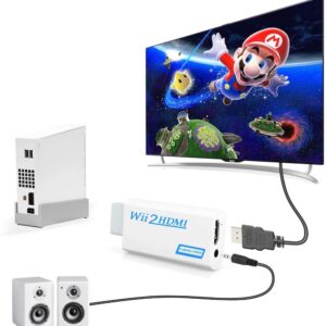 Wii to HDMI Converter,Output Video Audio Adapter HDMI Converter 1080P,Wii HDMI Adapter with 3,5mm Audio Jack&HDMI Output Compatible with Wii,Wii U,HDTV,Supports All Wii Display Modes 720P