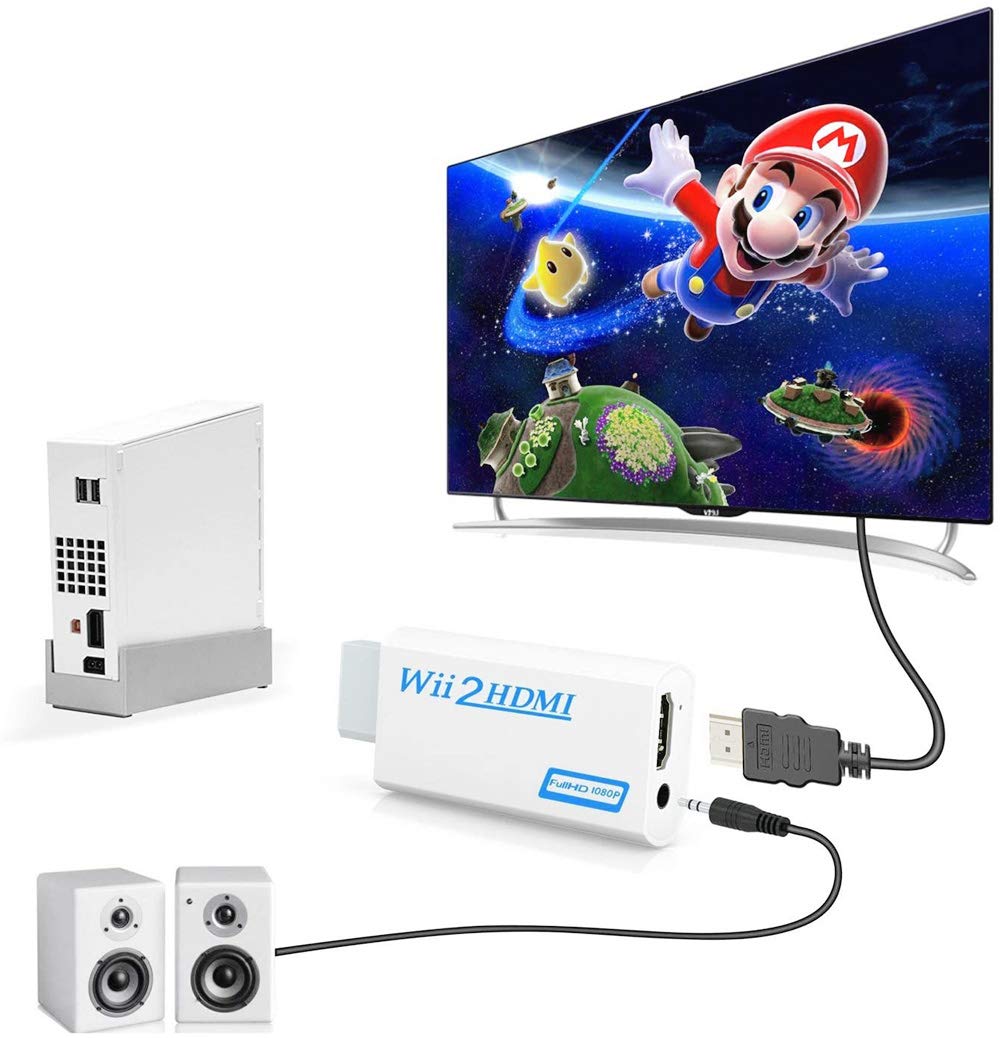 Wii to HDMI Converter,Output Video Audio Adapter HDMI Converter 1080P,Wii HDMI Adapter with 3,5mm Audio Jack&HDMI Output Compatible with Wii,Wii U,HDTV,Supports All Wii Display Modes 720P