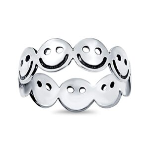 Blue Apple Co. Sterling Silver Size-7 Celtic Smiley Face Plain Oxidized Band Statement Fashion Thumb Ring 925 Sterling Silver