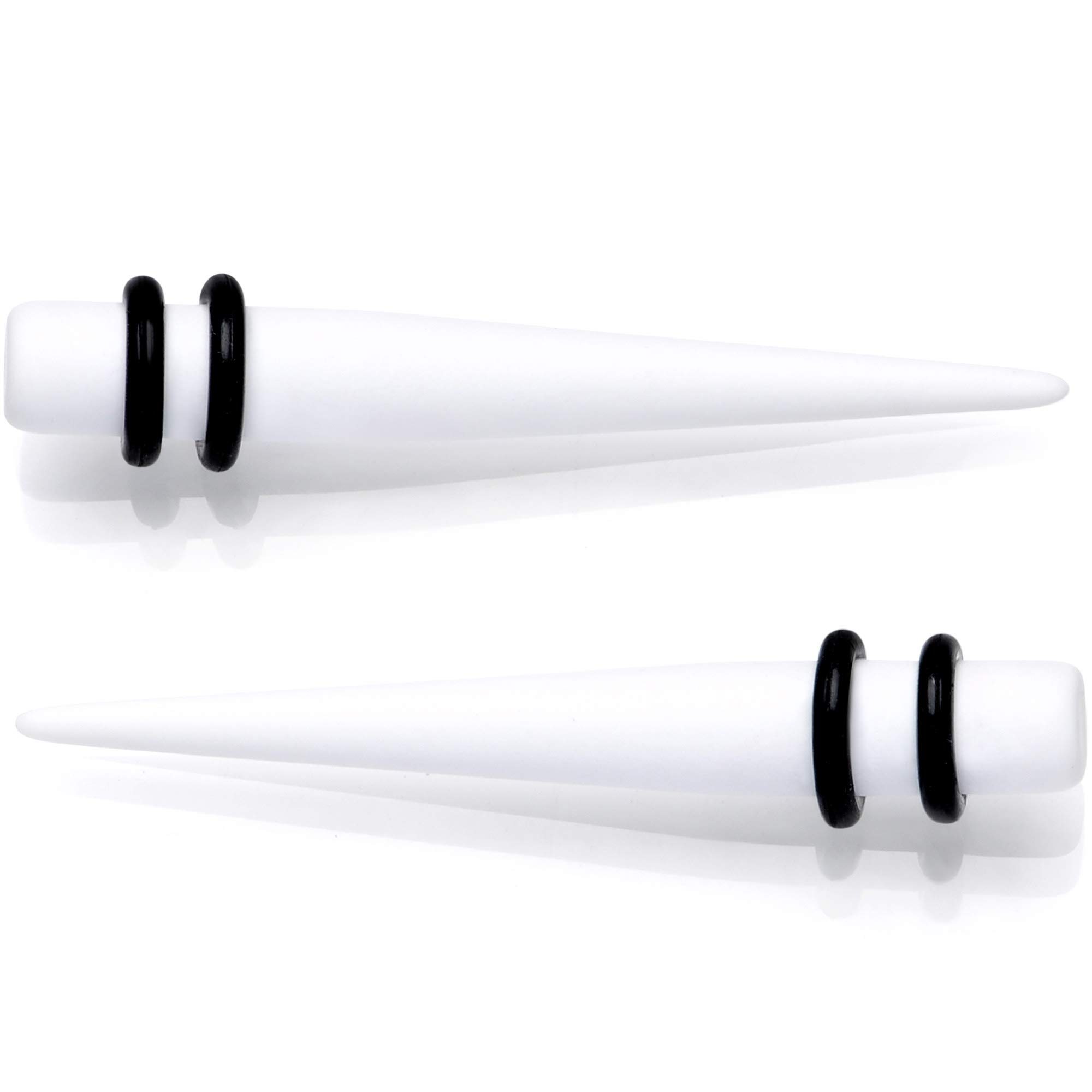 Body Candy 2Pc 2G Womens Ear Expanders White Matte Acrylic Straight Taper Ear Stretching Kit Set of 2 6mm