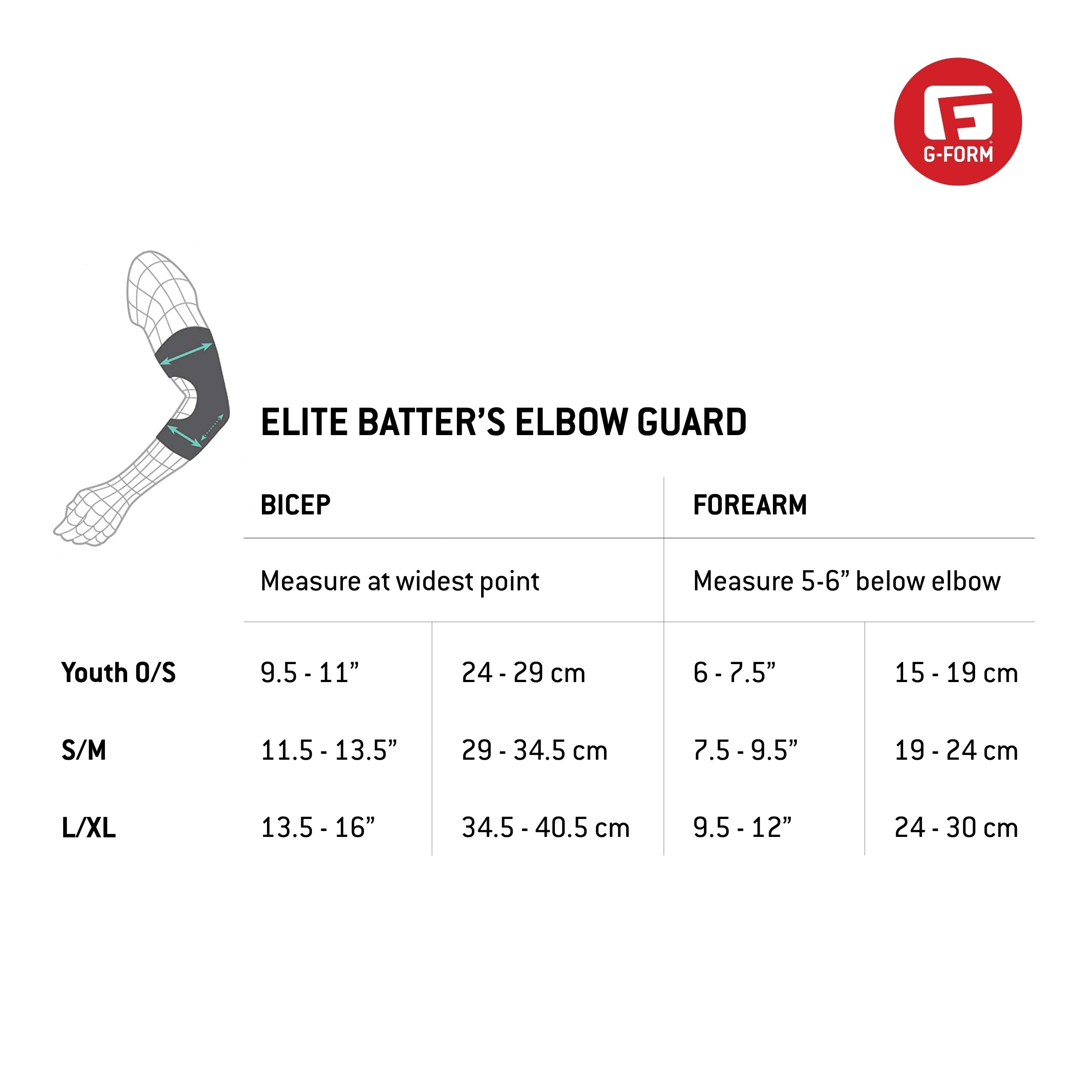 G-Form Elite 2 Batter's Baseball Elbow Guard - Elbow Pads - Forearm Guards - Gray, Adult S/M