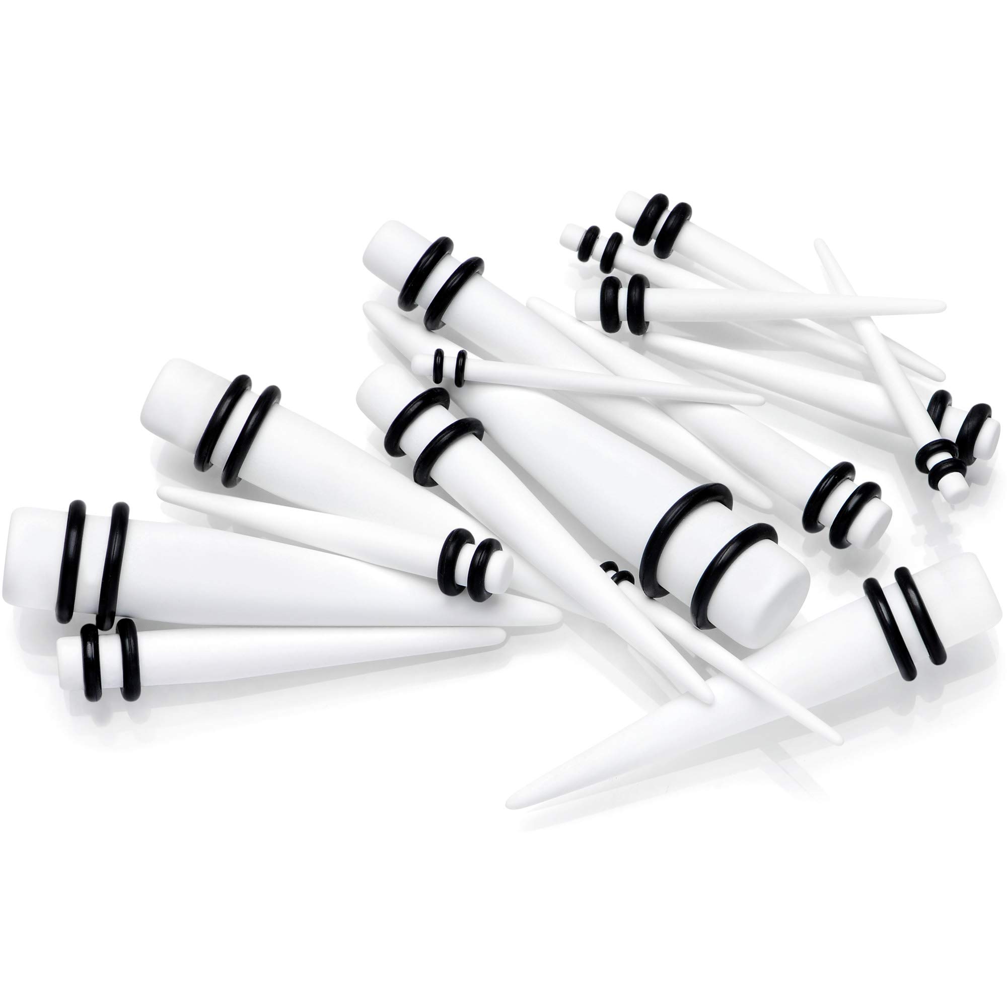 Body Candy 2Pc 2G Womens Ear Expanders White Matte Acrylic Straight Taper Ear Stretching Kit Set of 2 6mm