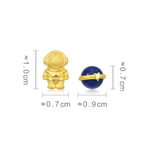 CHOW SANG SANG 24K Solid Gold Blue Lapis Lazuli Astronaut Stud Earrings for Women 91841E