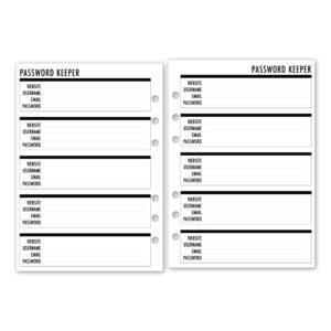 a5 password keeper planner insert refill, 5.83″ x 8.27″, fits 6-rings binders - filofax, lv gm, moterm, choice of quantity