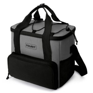 tourit cooler bag 24-can insulated soft cooler lunch coolers portable cooler bag 14.6l for picnic, beach, work, trip, daily,grey