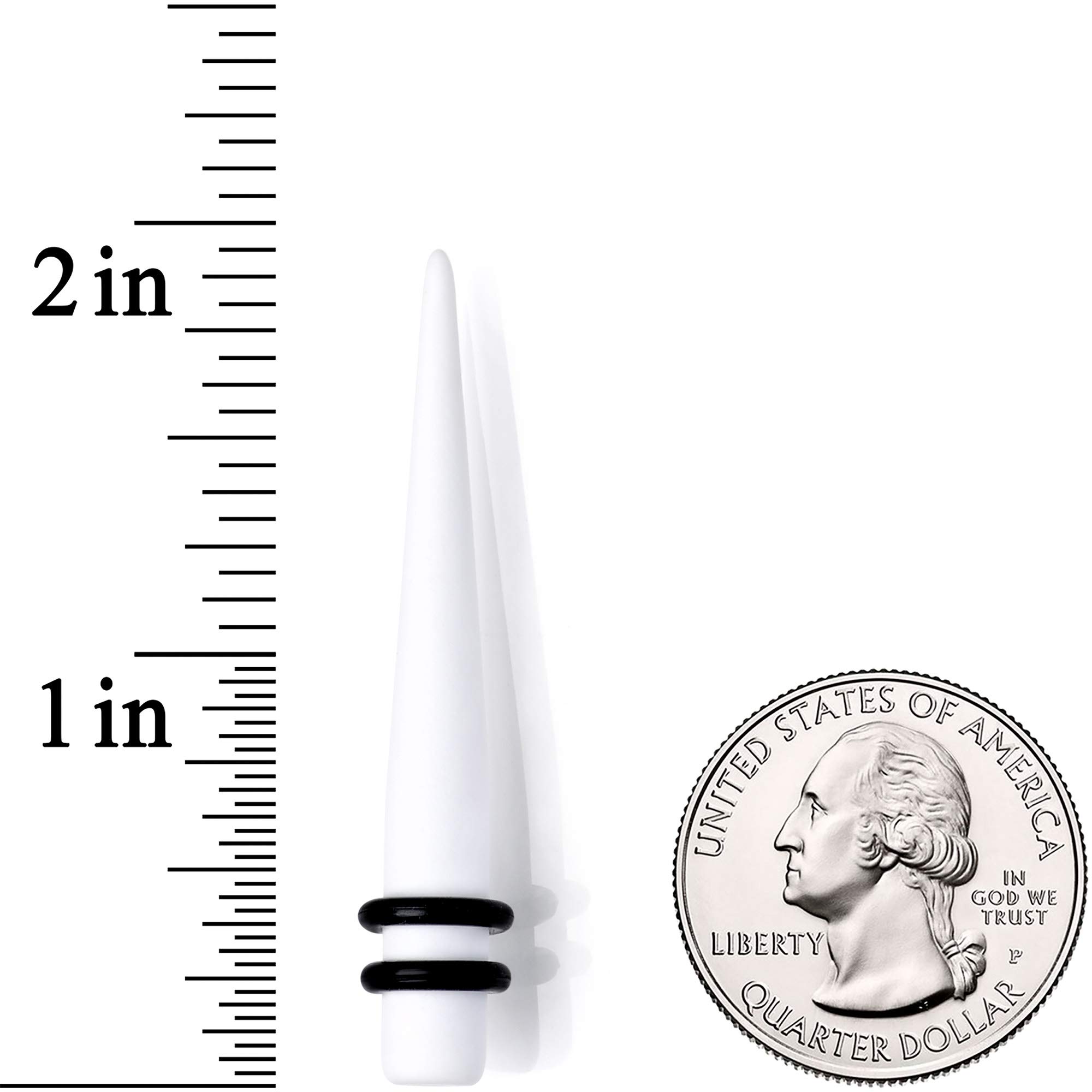 Body Candy 2Pc 2G Womens Ear Expanders White Matte Acrylic Straight Taper Ear Stretching Kit Set of 2 6mm