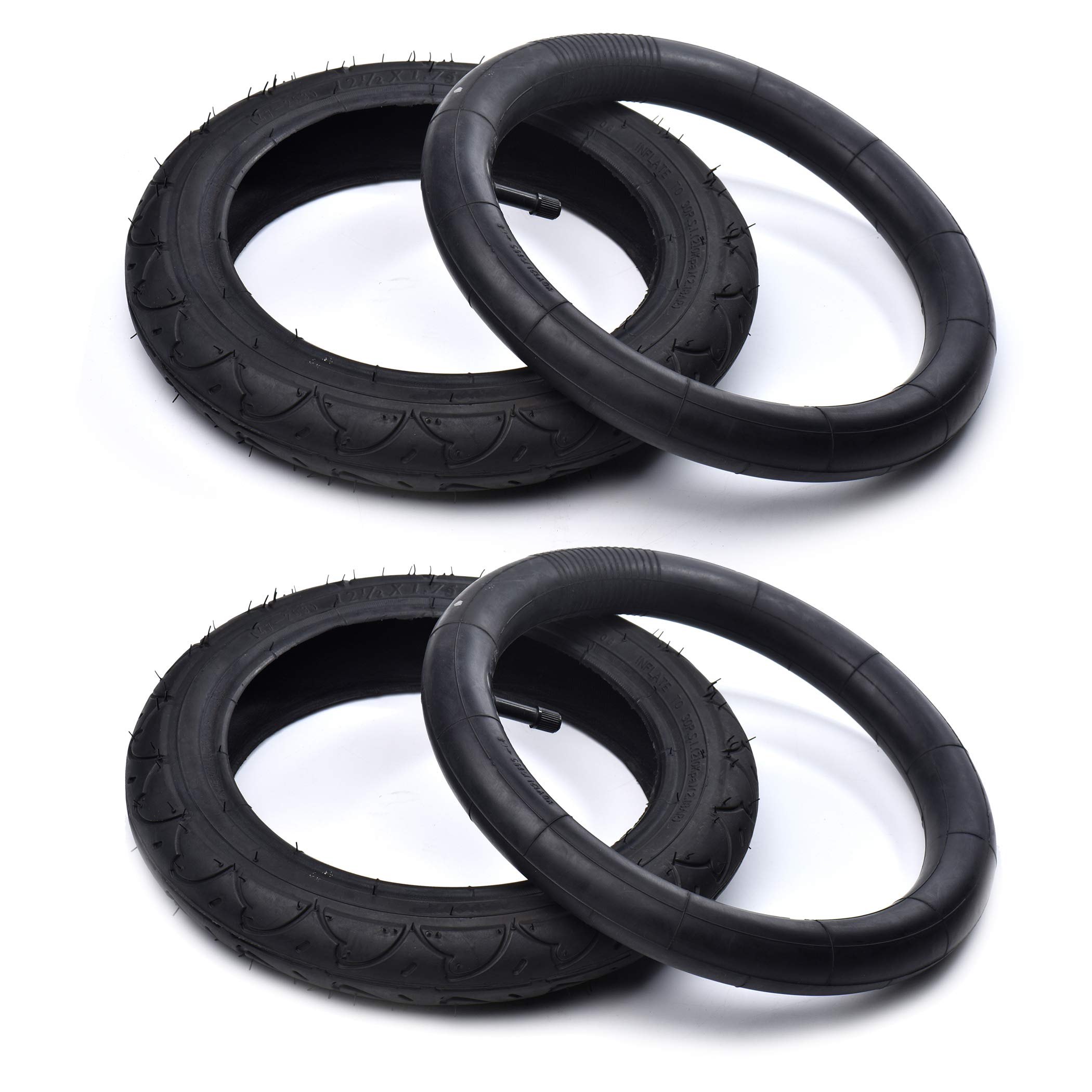 (2 Sets) 12.5” x 2.25 Kids Bike Replacement Tires and Tubes - Compatible with Most 12” Kids Bikes Like RoyalBaby, Schwinn, and Dynacraft - Made from BPA/Latex Free Butyl Rubber