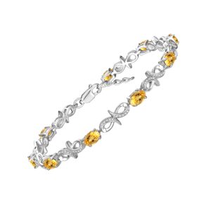 rylos bracelets for women 925 sterling silver infinity tennis bracelet gemstone & diamonds adjustable to fit 7"-8" wrist, 9 gorgeous 6x4mm citrine jewelry for women friendship bracelets