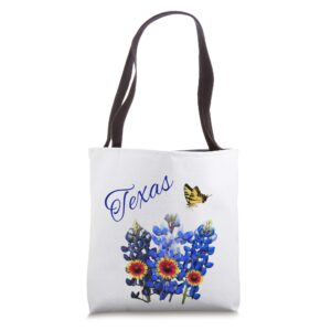 texas wildflower butterfly home state bluebonnet gift design tote bag