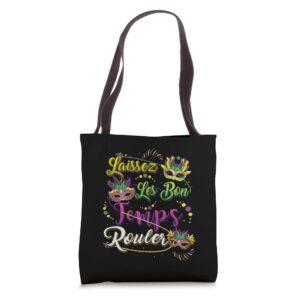 laissez les bon temps rouler mardi gras beads tee men women tote bag