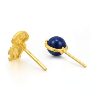 CHOW SANG SANG 24K Solid Gold Blue Lapis Lazuli Astronaut Stud Earrings for Women 91841E