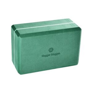 hugger mugger 4" foam yoga block - evergreen - strong and stable, beveled edges for comfort, most favored block size, helps with alignment and support in many poses