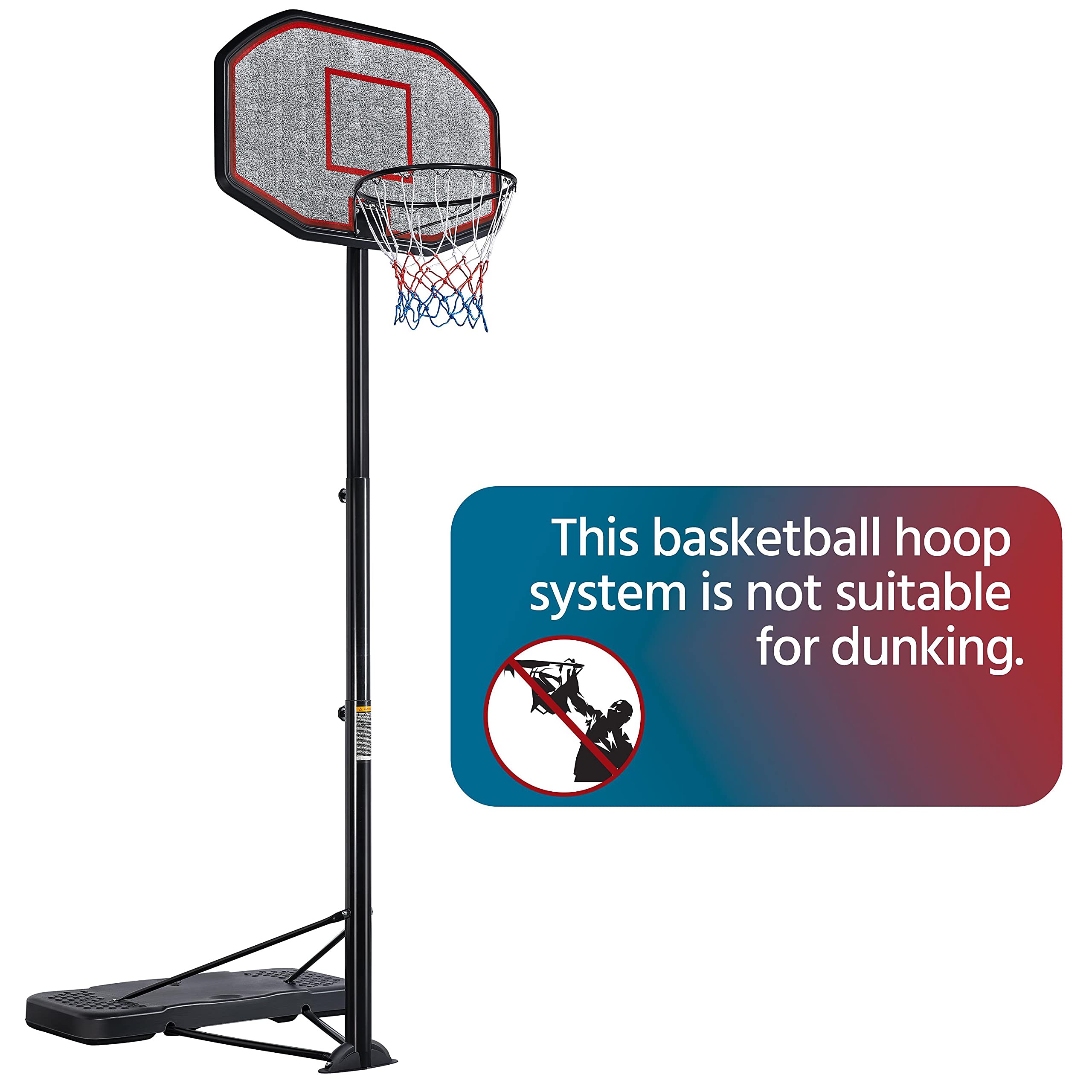 Yaheetech Portable Basketball Hoop,7 to 10 FT Adjustable Height Basketball Stand System for Youth Adult Indoor Outdoors w/Wheels & 43 Inch Backboard