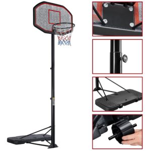 Yaheetech Portable Basketball Hoop,7 to 10 FT Adjustable Height Basketball Stand System for Youth Adult Indoor Outdoors w/Wheels & 43 Inch Backboard