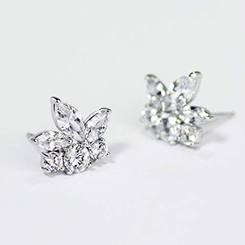 Michooyel Cluster Cubic Zirconia Stud Earrings Bridal Wedding Earrings Marquise Diamond Women's Earrings Brides Bridesmaid