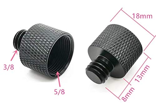 Donuts Mic Stand Adapter 38 Female to 58 Male Screw Adapter Knurled Thread Adapter for Microphone Stand Mount Black