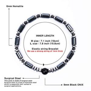 JBANS Hematite 486 Healing Stones Beaded Stretch Bracelet 2 Size for Men. Good Luck Therapy Bracelets. Strong Elastic Sring (18)