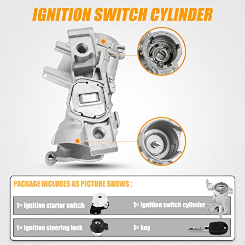 RANSOTO Ignition Starter Switch Lock Cylinder Compatible with 2003-2013 Volkswagen VW Golf Jetta MK5 Audi A3 TT R8 Replaces 1K0905851B 1K0905865 5Q0905865A Ignition Switch Steering Lock with Key