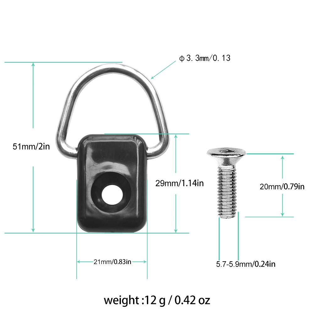 KUNPENG 12pcs Boat D Rings with Screw Kayak Kit Deck Loop Mounting Tie Down 304 Rope Buckle,D-Type Buckles,Special Buttons for Kayak Accessories