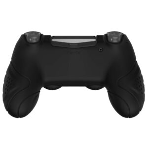 PlayVital Guardian Edition Black Ergonomic Soft Anti-Slip Controller Silicone Case Cover for ps4, Rubber Protector Skin with Joystick Caps for ps4 Slim for ps4 Pro Controller