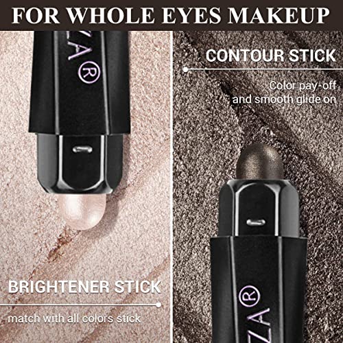 LUXAZA 6PCS Cream Brown Neutral Eyeshadow Stick Makeup Sets, Metallic Eye Brightener Stick Pencil Crayon -B02-Fall Brown