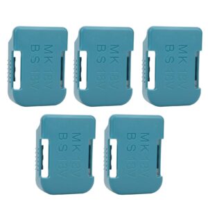 bindpo battery rack, 5pcs battery wall mount storage shelf rack, battery holder compatible for makita 18v/for bosch 18v batteries, shelf bracket belt slot(cyan)