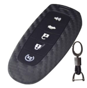 carbon silicone key fob cover case protector with keychain for ford c-max focus edge escape explorer expedition taurus & lincoln mkt mkx mks navigator