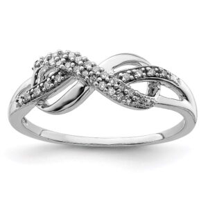 icecarats 925 sterling silver diamond infinity twisted love knot symbol woven crisscross band statement ring size 6