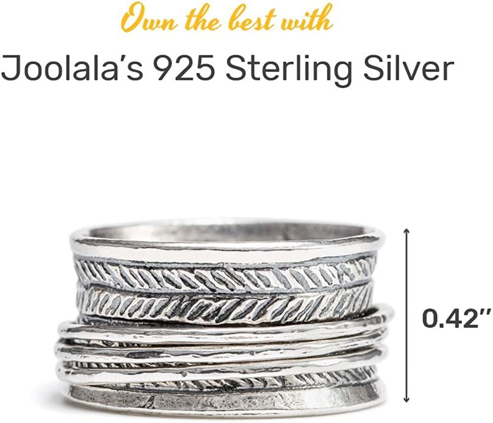 Joolala Spinning Band 925 Sterling Silver Women’s Ring Elegant Stylish Design – Various Models – Gorgeous Oxidized Finish – Ideal Promise Ring, Everyday, Anniversary (8)