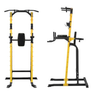 ZENOVA Power Tower Pull Up Bar Station, Pull Up Tower Dip Station for Home Fitness Exercise,Multi-Function Workout Equipment Squat Rack (Yellow)