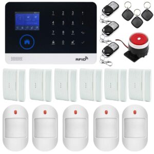 keepworld wifi gsm tuya wireless smart home office security alarm burglar system, app control, compatible with amazon alexa and google home, support rfid access, anti-theft auto dialer, easy install…