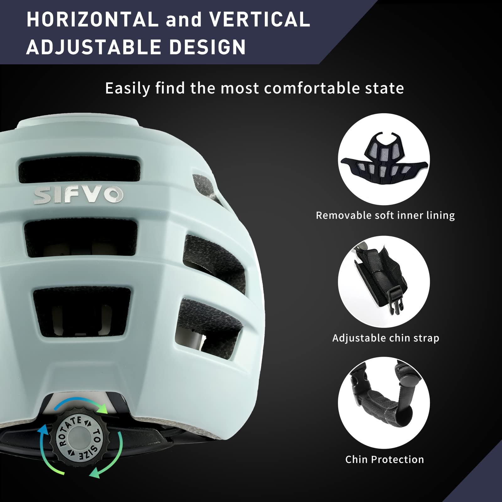 Bike Helmet, SIFVO Bike Helmets for Men and Women, Mountain Bike Helmet with Visor Helmets for Adults to Youth Bicycle Helmet Road Bike Helmet Safe and Comfortable 54-62cm【M/L】