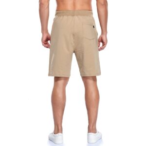 Immerguter Mens Shorts Adjustable Elastic Waist Casual Workout Shorts with Pockets,42,HC-ZZ-Khaki