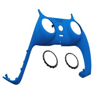 extremerate blue decorative trim shell compatible with p s 5 controller, soft touch diy replacement clip shell, custom plates cover compatible with p s 5 controller with accent rings